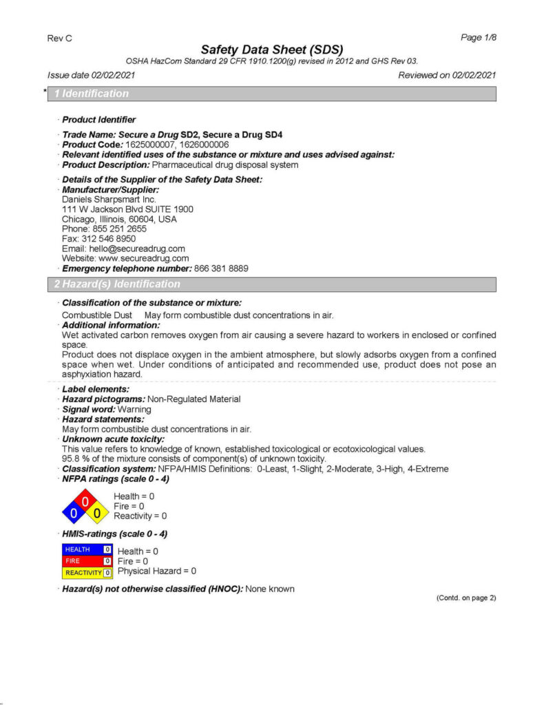 Dry Product Safety Data Sheet | Secure a Drug